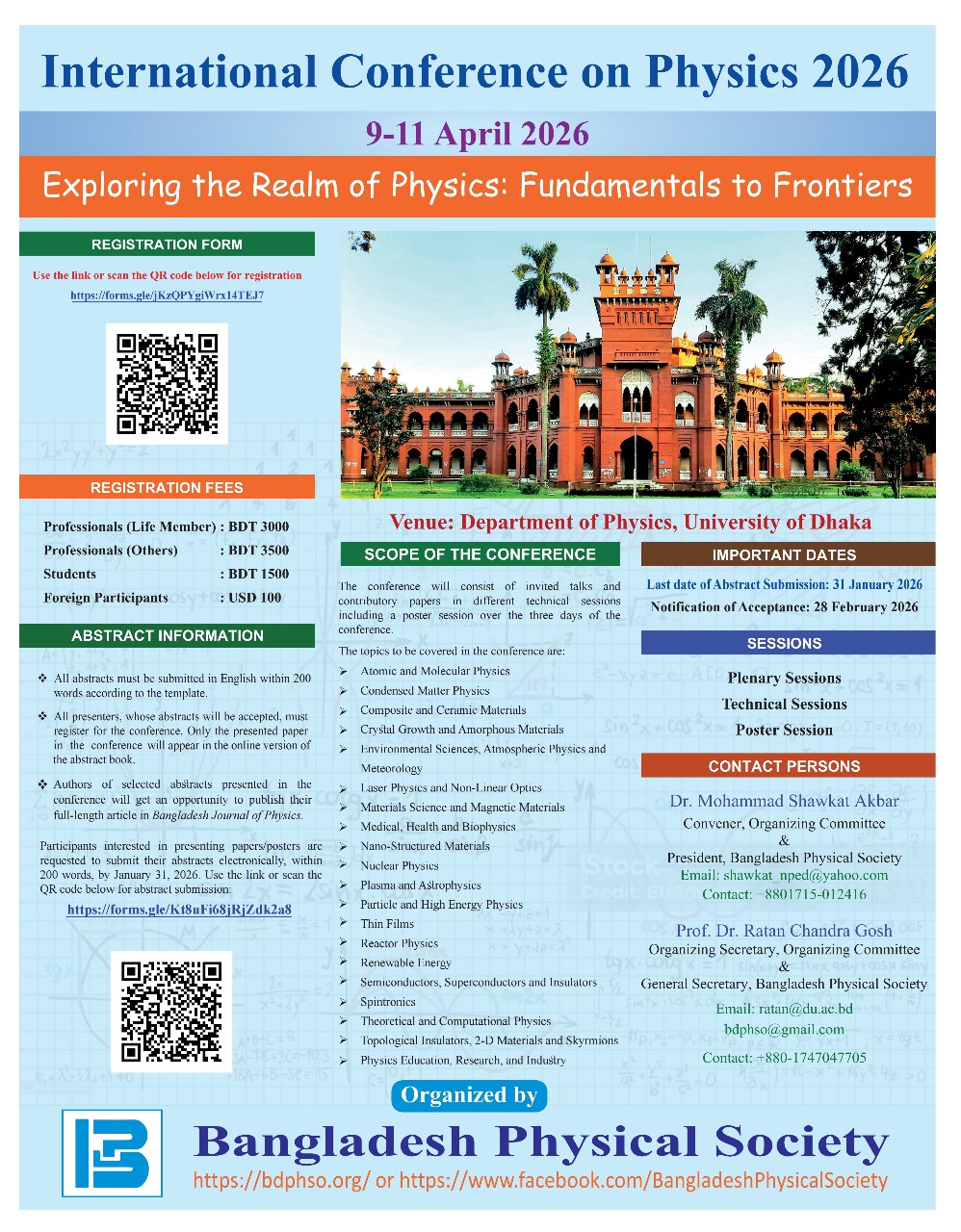 International Conference on Physics 2026 – Bangladesh Physical Society